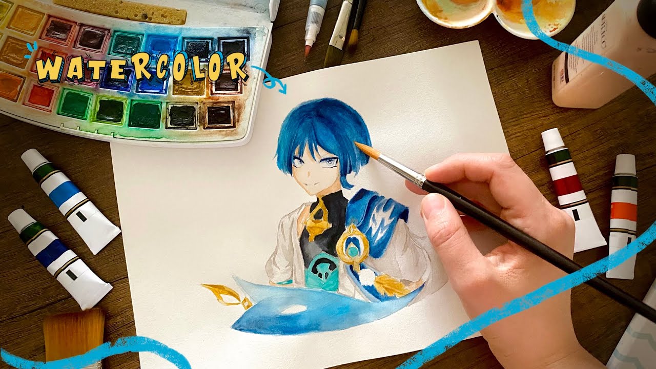 How to draw Wanderer Genshin impact - watercolor 🔥 #anime # ...