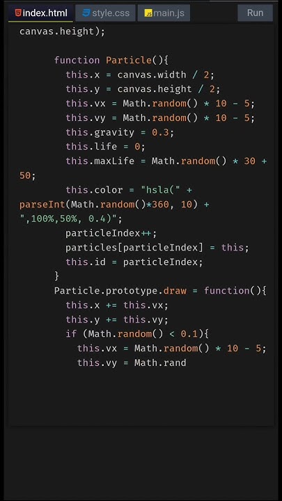 Create Particle System With Html Canvas Html5 Canvas Tutorial Shorts Coding Javascript