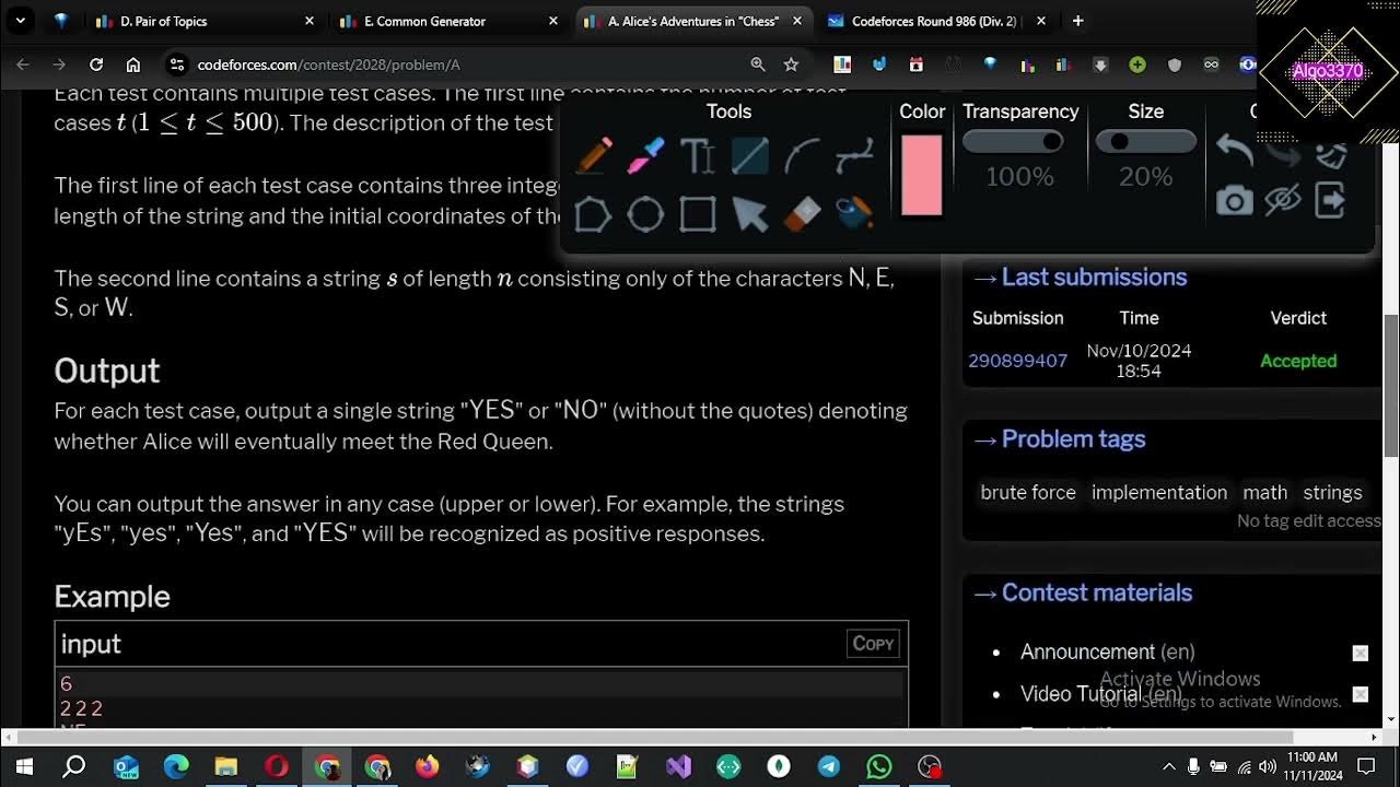 A. Alice's Adventures in "Chess" | Codeforces Round 986 (Div. 2) | CP in Bangla | Java solution ...