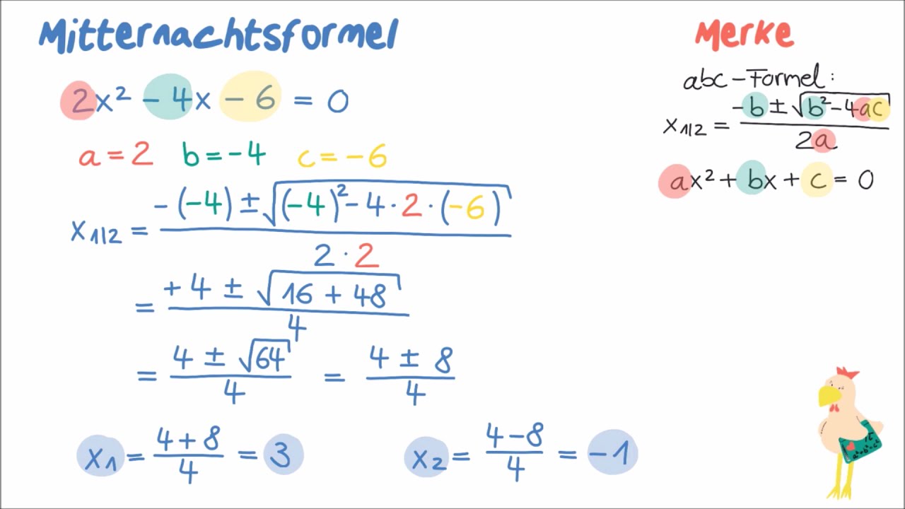 Mitternachtsformel (abc-Formel, pq-Formel) - YouTube