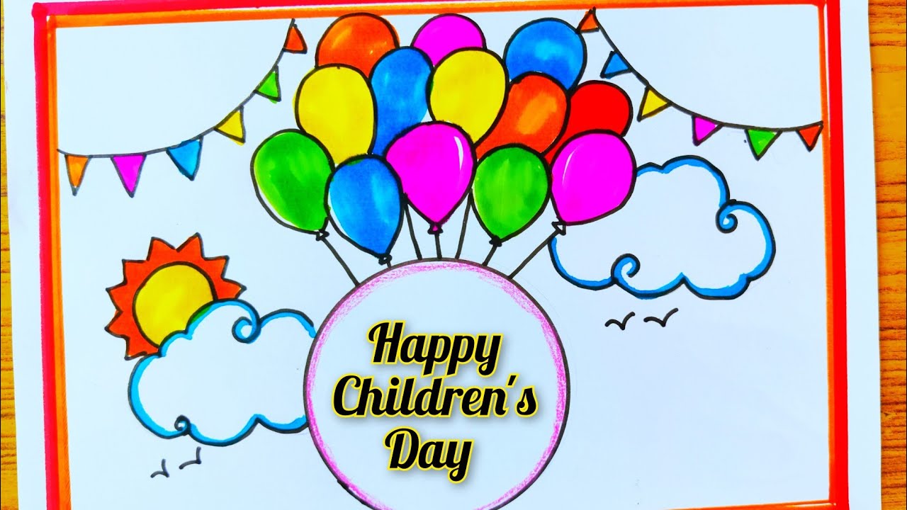 children's day drawing easy/happy children's day poster drawing/how to ...