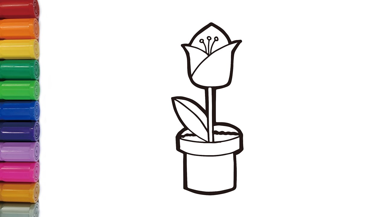 How to draw a Flower Plant ? | Drawing and Coloring for Kids & Toddler ...