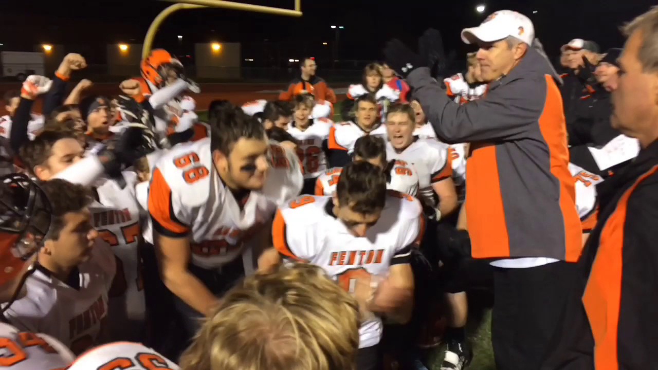 Coach Jeff Setzke talks titles with his Fenton football champs - YouTube