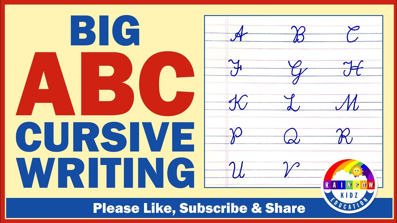 Cursive 'ABCD' | How to Write 'Cursive ABCD' in 'Big' Letters. (बड़ी ...