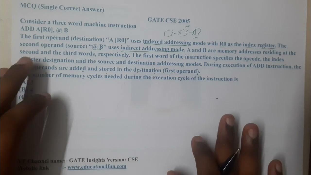 GATE CSE 2005 || COMPUTER ORGANIZATION || GATE Insights Version: CSE - YouTube