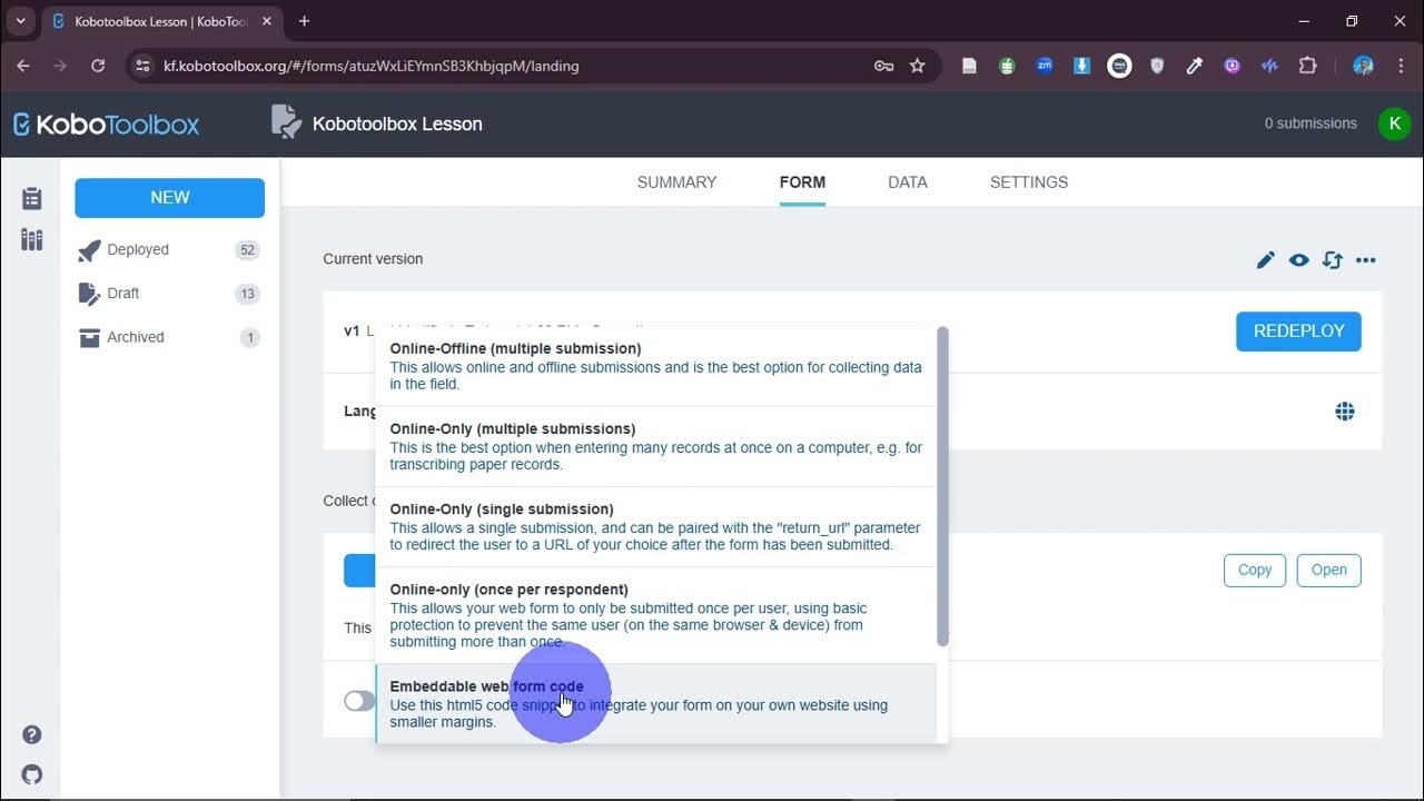 L6_How to Deploy a Form in KoboToolbox – Step-by-Step Guide - YouTube