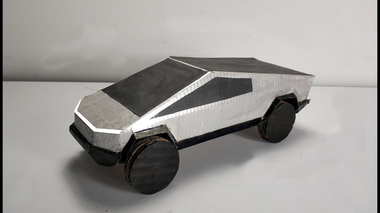 纸板玩具车教学，教你做特斯拉Cybertruck皮卡车，霸气又好看 | DIY cardboard Tesla Cybertruck ...