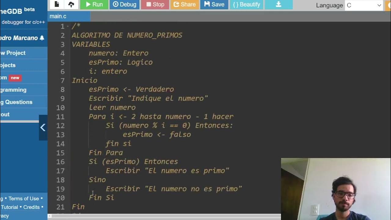 Datos I - Ejercicio numeros primos en C - YouTube