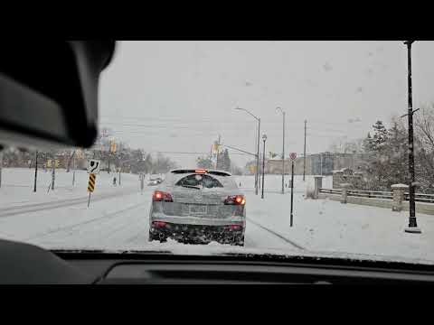 Driving Through a Winter Wonderland: Snowfall in Brampton, Canada ...