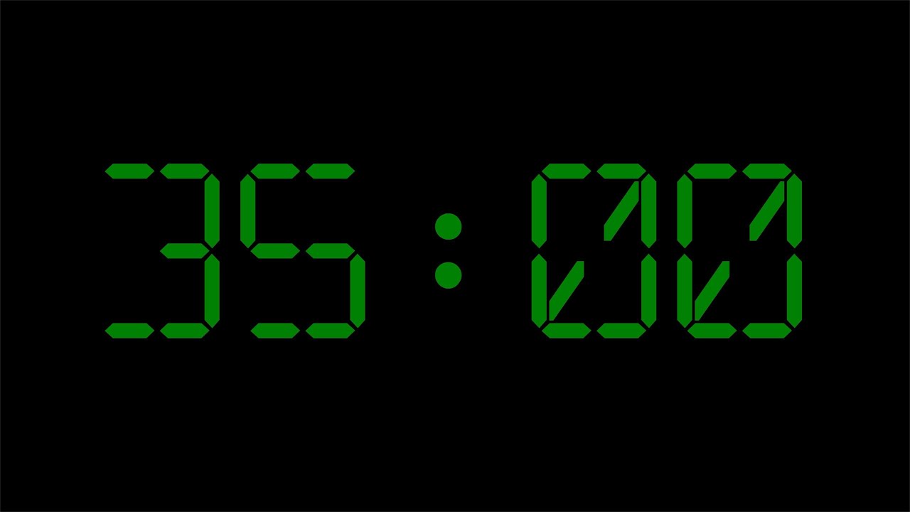 35 Minutes Digital Timer - Green on Black Background with Alarm - YouTube