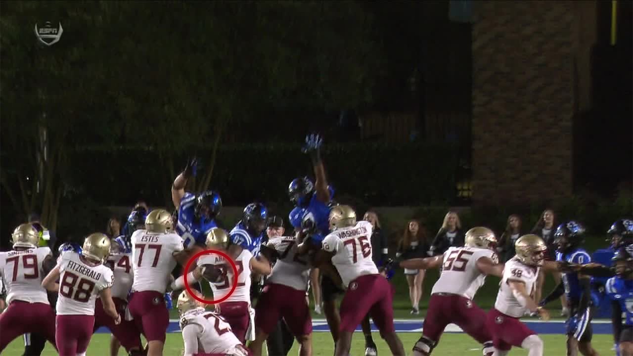 Florida State field goal goes horribly wrong, hits offensive lineman in ...