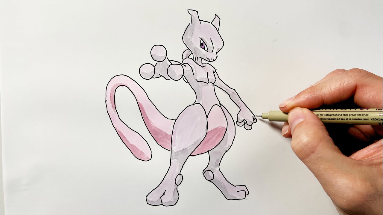 How to Draw Mewtwo From Pokémon - YouTube