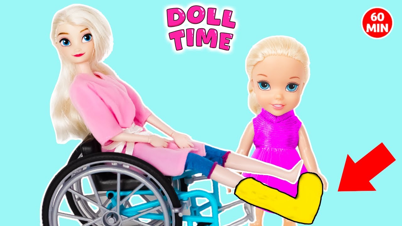 Elsie and Annie - Elsa breaks her LEG! | 1 Hour Video - YouTube
