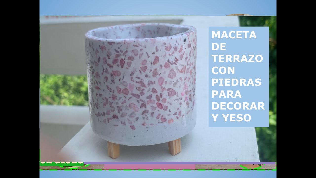 COMO HACER MACETA TIPO TERRAZO CON YESO Y PIEDRAS DE COLOR 🥰//SUPER ...