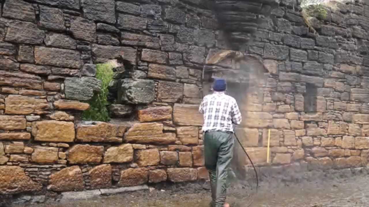 Power Washing a 400 year old Castle in my yard - YouTube
