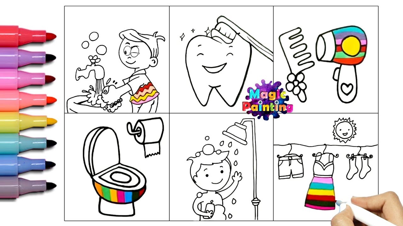 Learn How To Draw Hygiene Habits-Brush Your Teeth -Wash Your hands ...