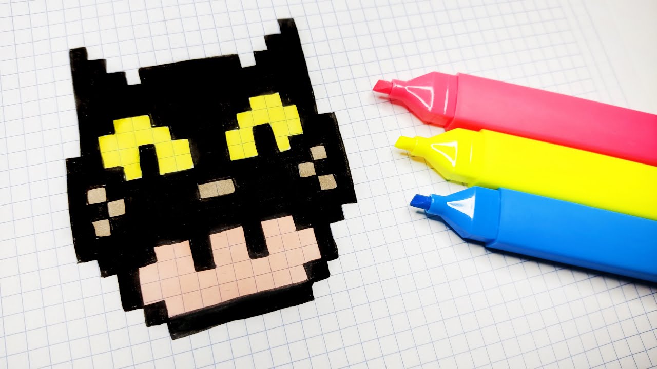 Halloween Pixel Art - How to draw a Black Cat Mushroom #pixelart - YouTube