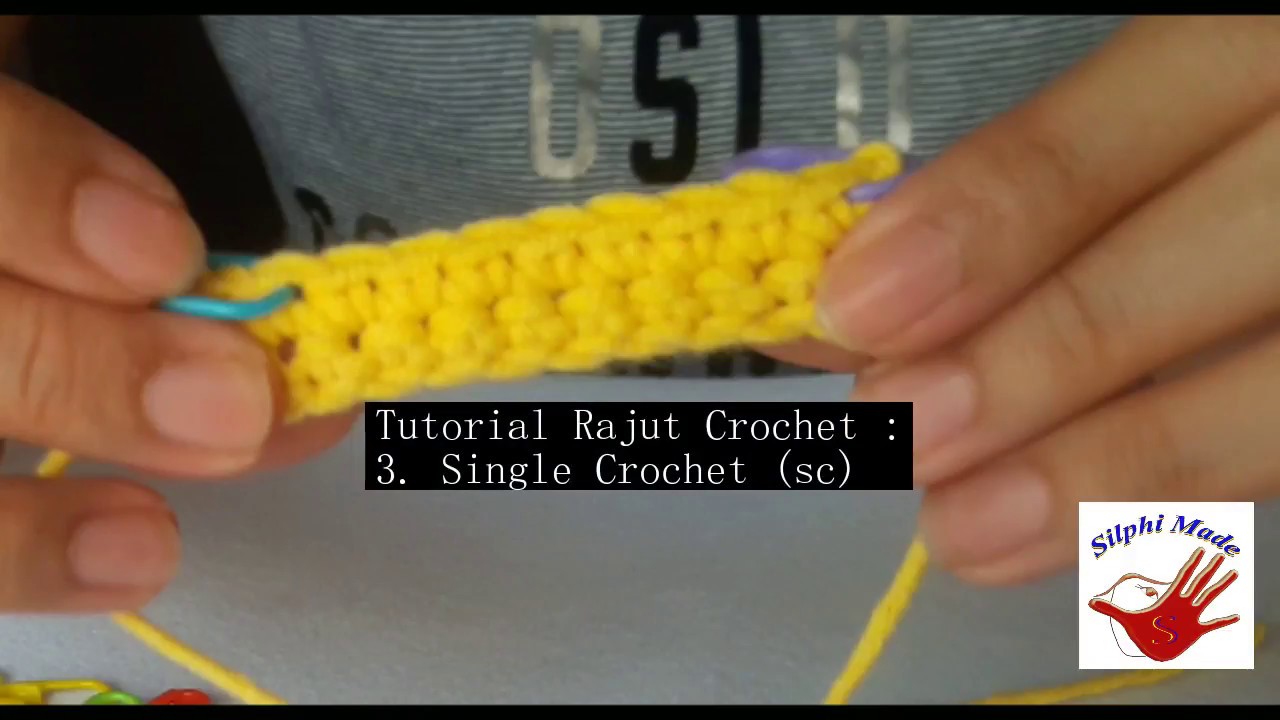 3. Tutorial Rajut Crochet : Single Crochet (sc) - YouTube