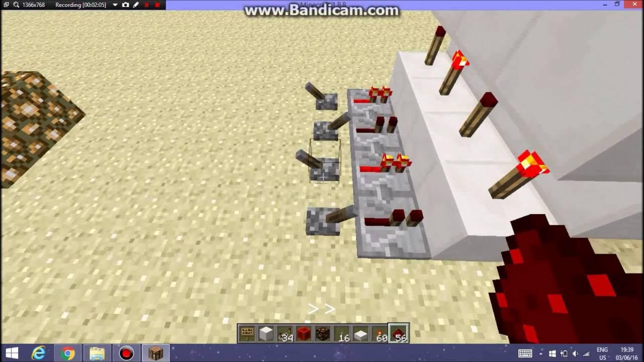 Minecraft Redstone 4 bit decoder - YouTube