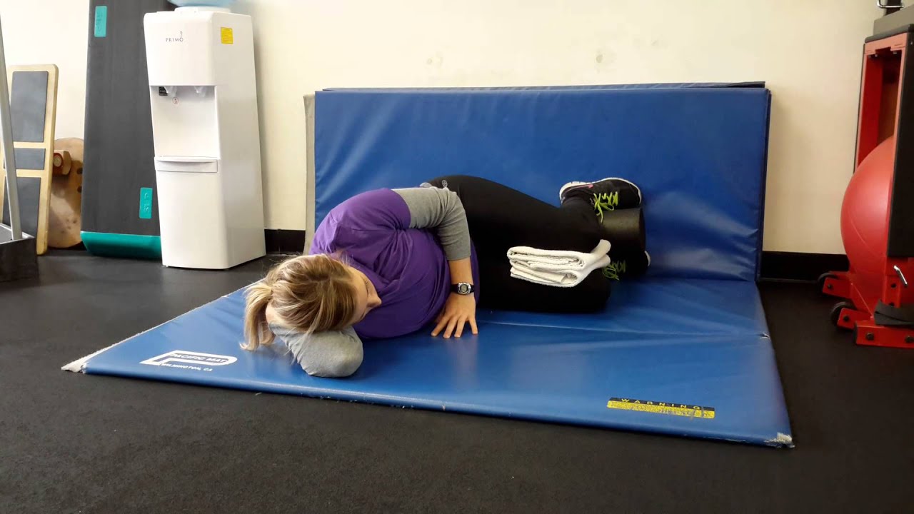 Right sidelying left adductor pull back - YouTube
