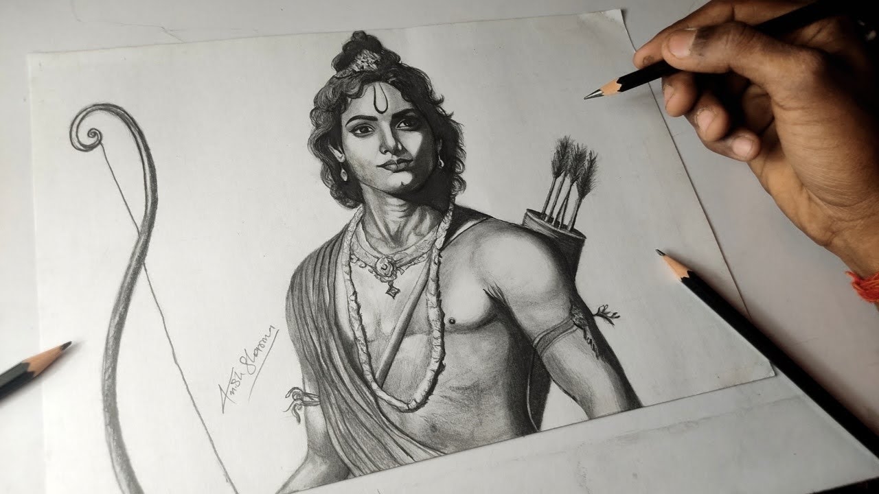 Shree Ram Ji Drawing Easy || Ram ji Drawing | Lord Rama Drawing ...