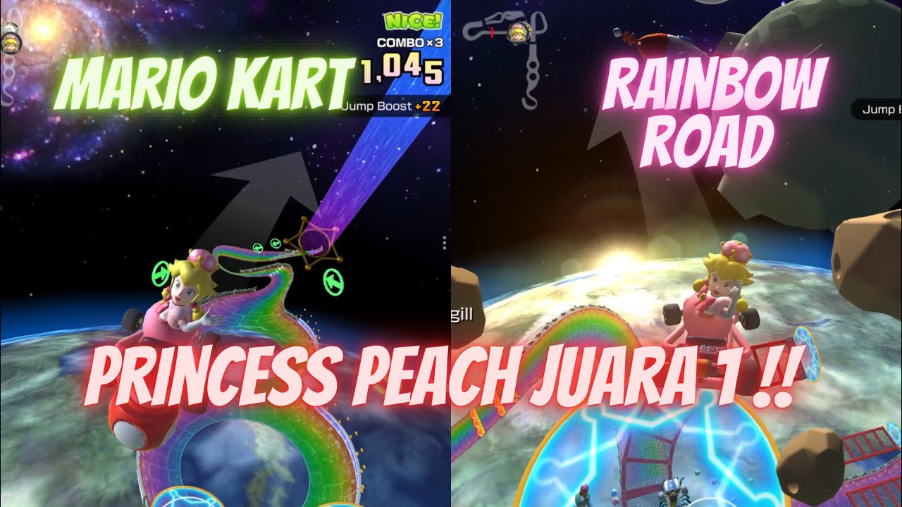 PRINCESS PEACH JUARA 1 BALAPAN MOBIL DI RAINBOW ROAD | MARIO KART TOUR ...