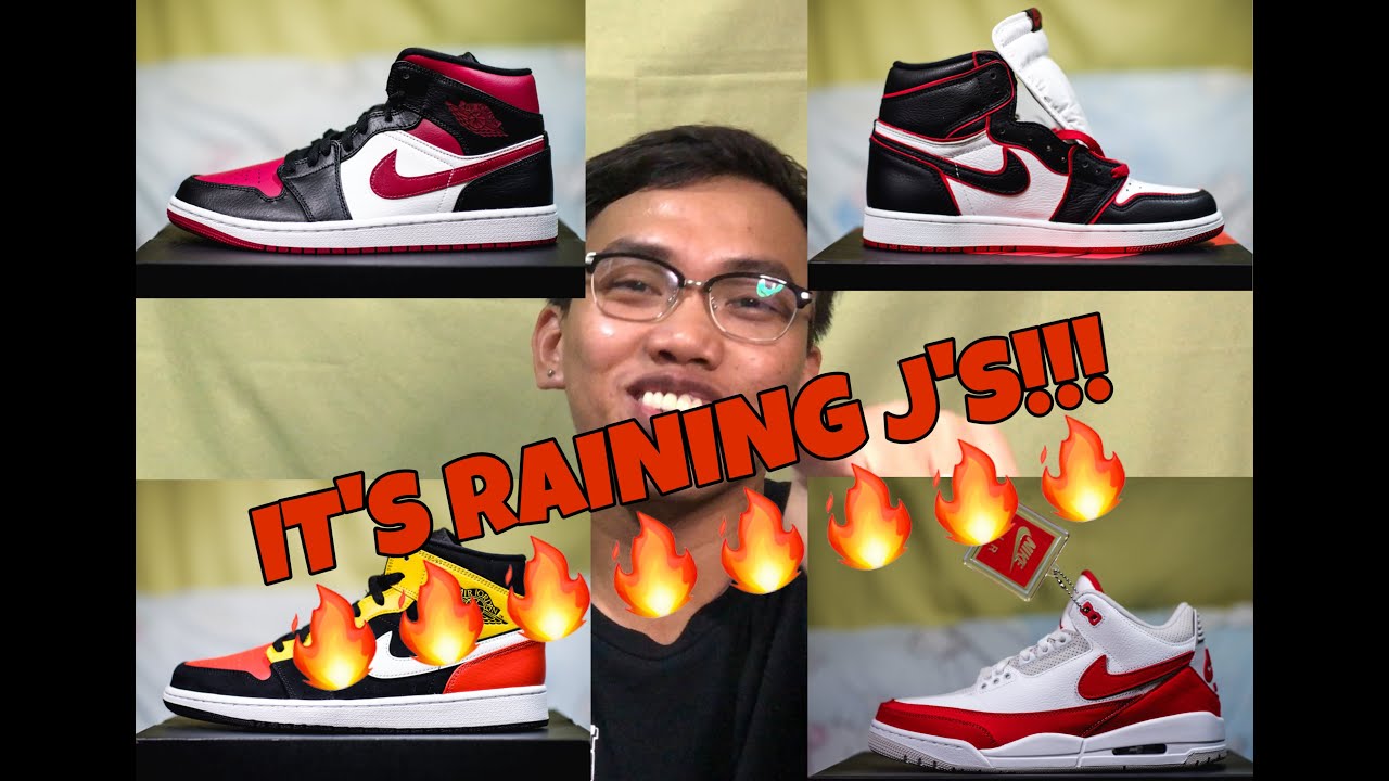FOUR AIR JORDAN SHOES UNBOXING (Bloodline, Noble Red Mid, Raygun Mid ...