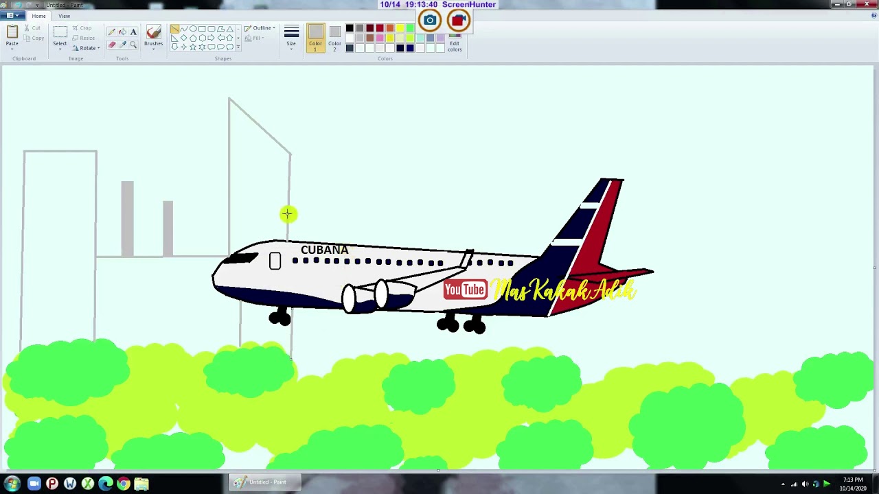HowTo | TUTORIAL: Drawing Airplane Using Ms.Paint - Part 3 | Menggambar ...