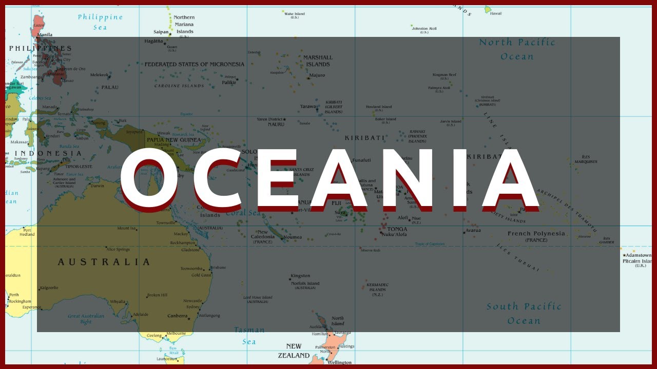Countries of Oceania on the map: flag, coat of arms, capital, languages ...
