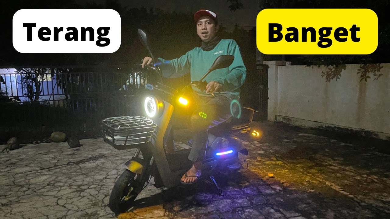 Tes Lampu Sepeda Listrik Uinfly di malam hari - YouTube