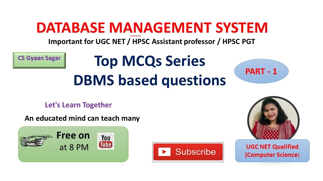 Top MCQs of DBMS with explanation | important for ugc net | dbms | functinal dependency - YouTube