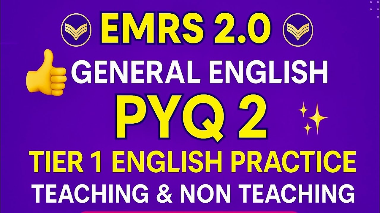 EMRS Phase 2 📚 General English PYQ Practice Set 2 👉🏼 EXAM से पहले देख ...