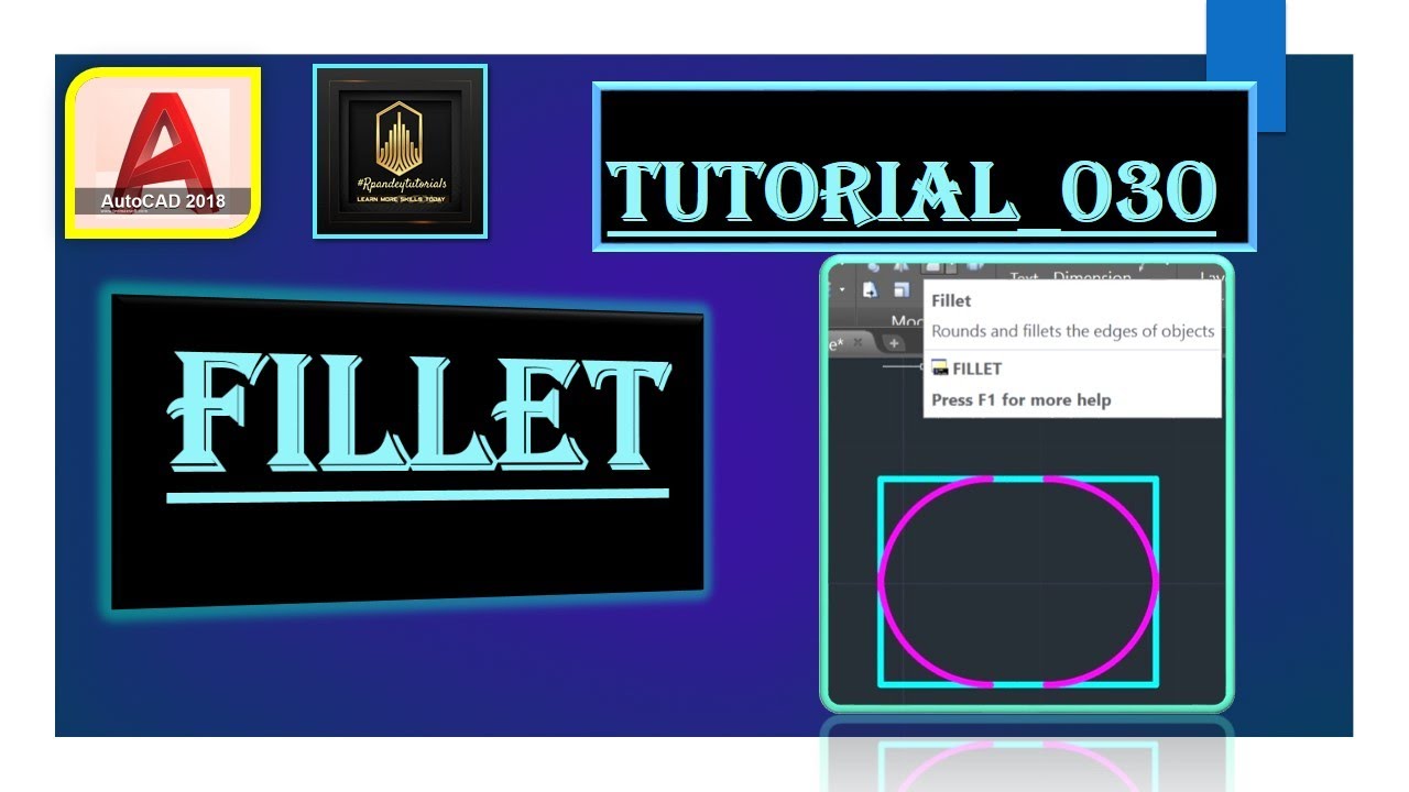 Tutorial 030 How To Use Fillet Command In AutoCAD Software Full Tutorial 030 How To Use Fillet Command In AutoCAD Software Full