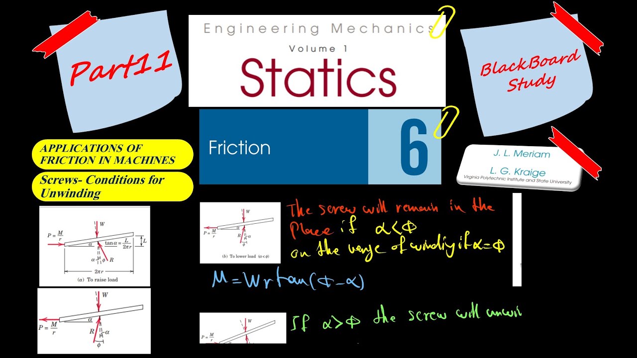 Chapter 6 : Friction : APPLICATIONS OF FRICTION IN MACHINES : Screws ...
