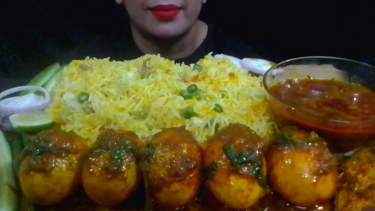Spicy Egg Ghee Roast Curry, Fish Fry with Zafrani Pulao| Eating Show ...