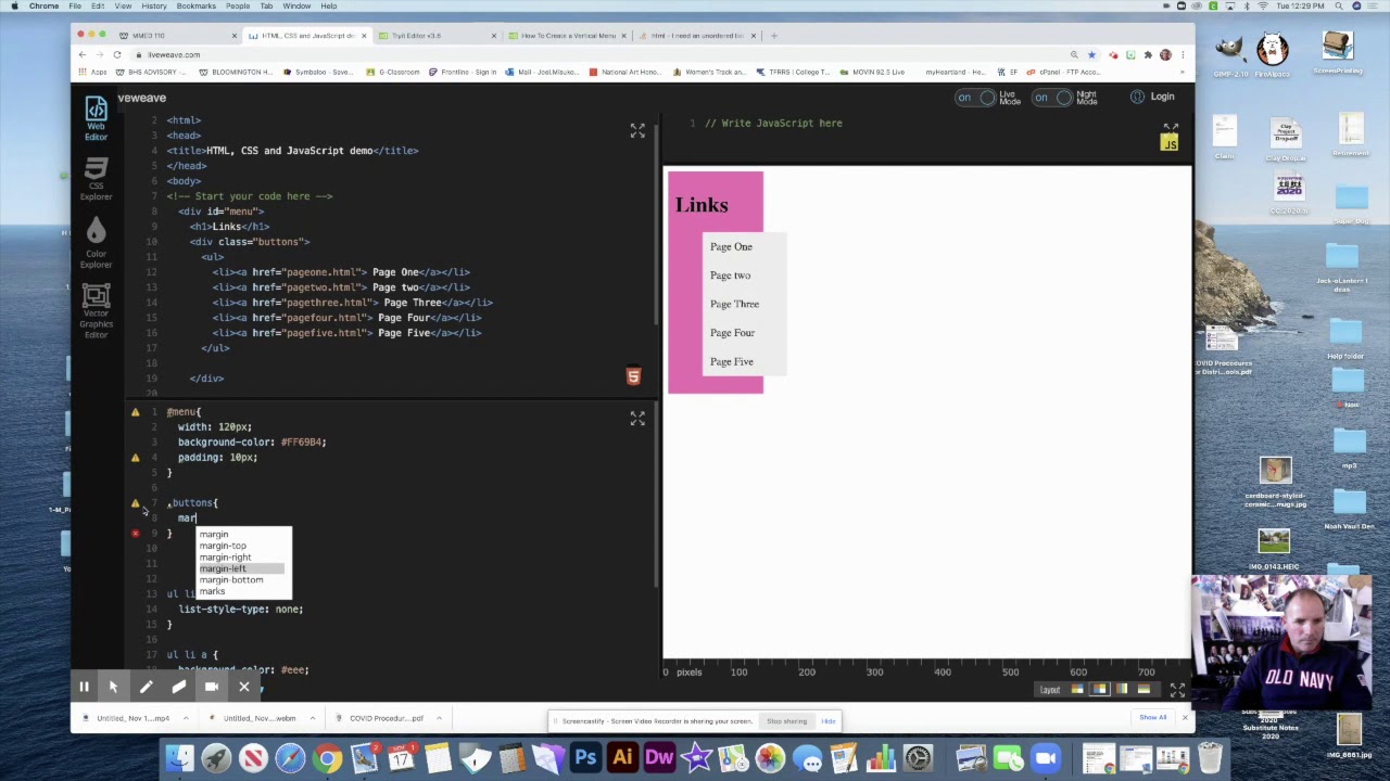 Making A Rollover Menu In Html Css Live Weave Lab10 Youtube