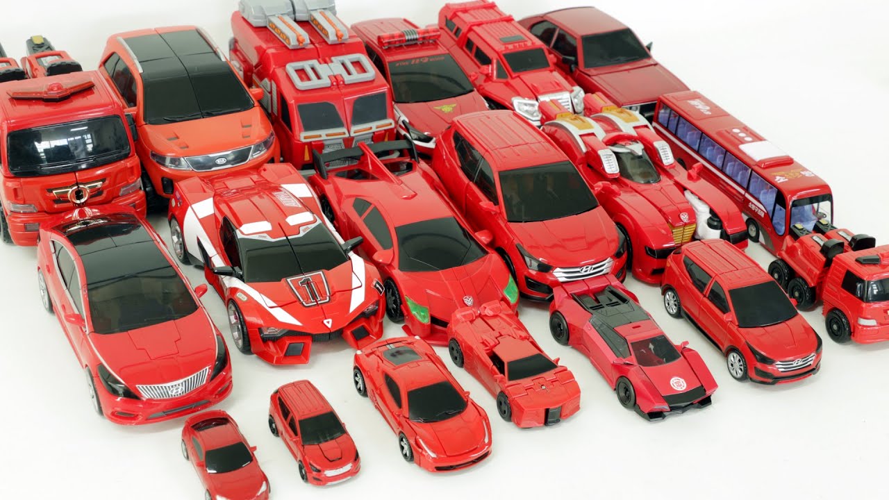 Red Color 19 Cars Transformers Carbot Tobot Robot Car Toys 빨간색 카봇 또봇 미니 ...