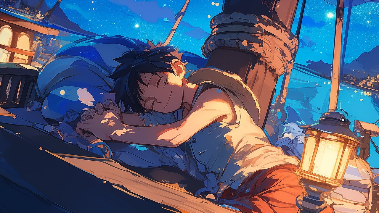 Sleeping Night w/ LUFFY at the Sunny Dock: Waves, Seagulls & Crickets ...