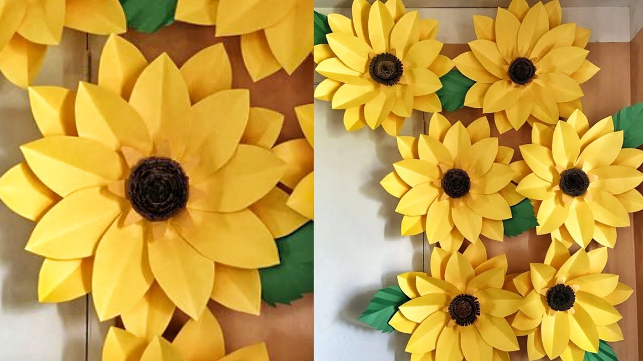 How to Make paper sunflower 🌻 | Easy Way To Make Beautiful Sunflower ...