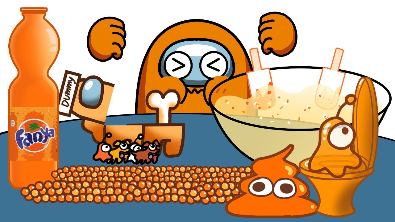 ORANGE COLOR FOOD MUKBANG | AMONG US MUKBANG ANIMATION - YouTube