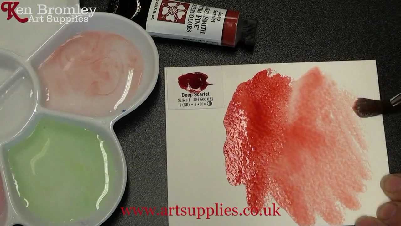 Daniel Smith Extra Fine Watercolour Deep Scarlet 033 Series 1 - YouTube