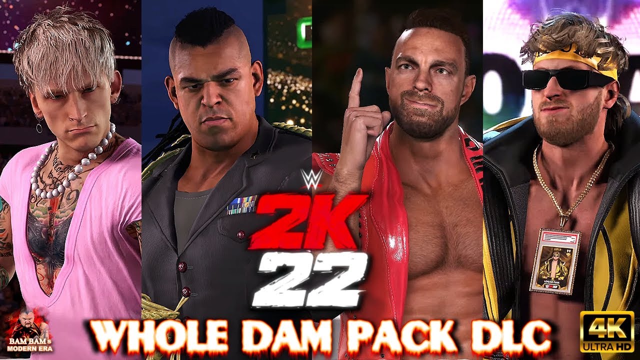 Machine Gun Kelly, Commander Azeez, LA Knight, Logan Paul | WWE2K22 [4K ...