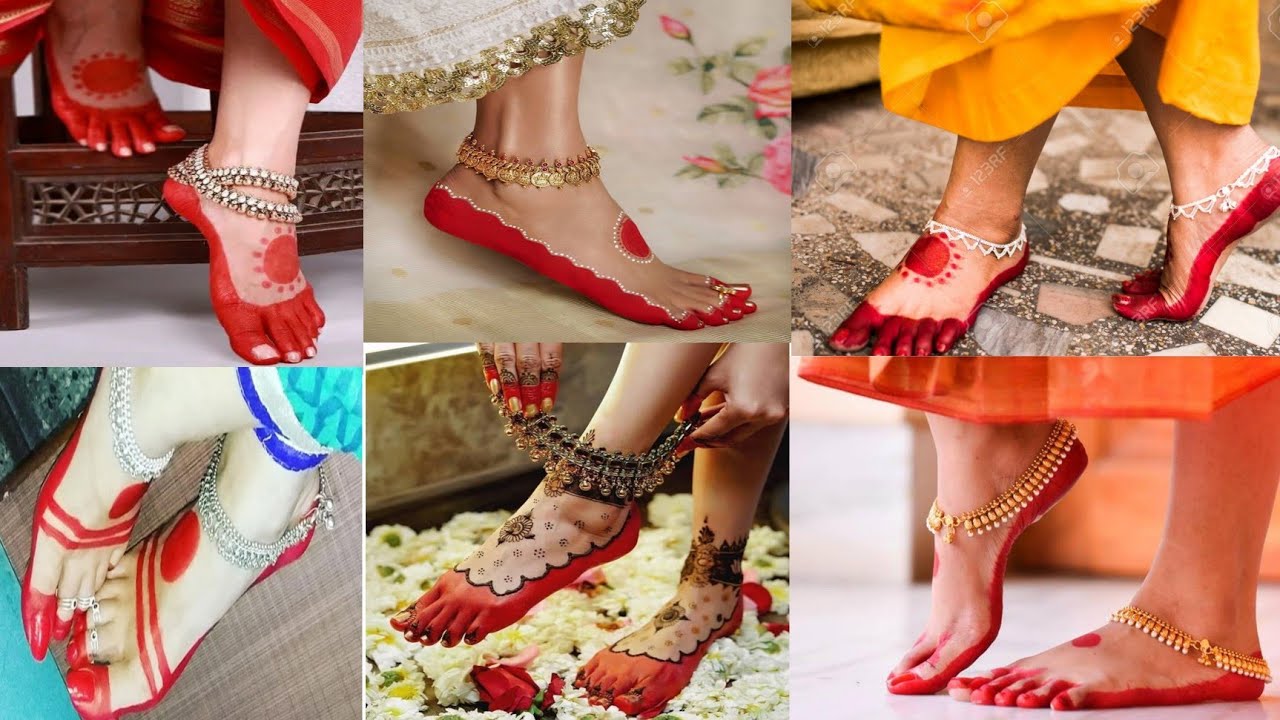 Hot Durgapuja Alta Design For Hands & Feet | Bridal Alta Design | Alta ...
