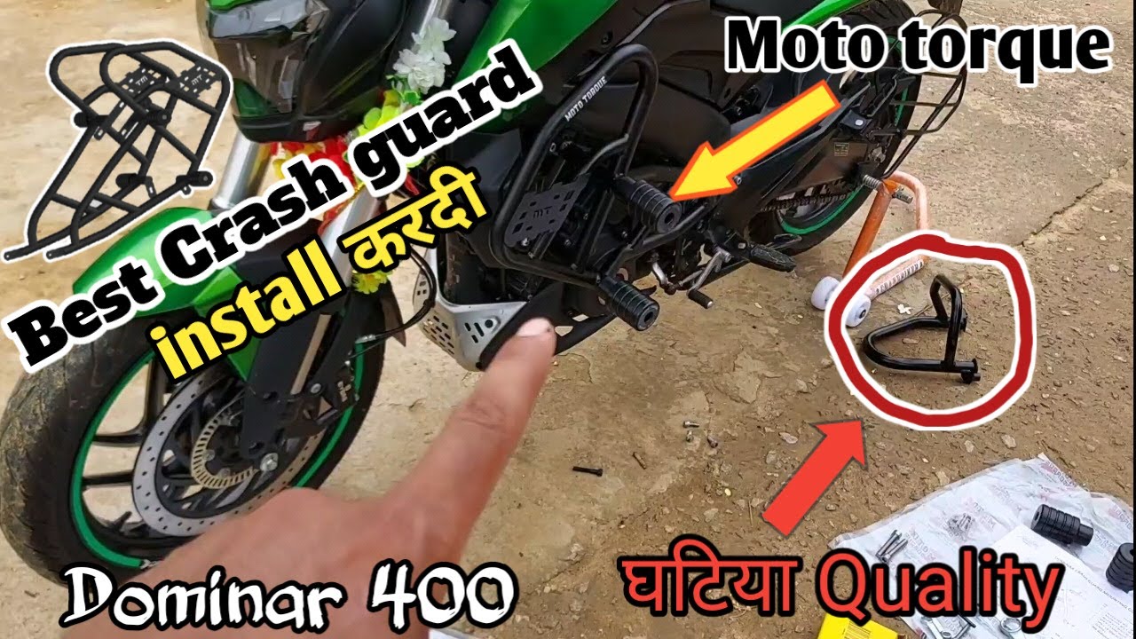 Finally aapni Dominar me Crash guard install kardi☆Moto torque crash ...