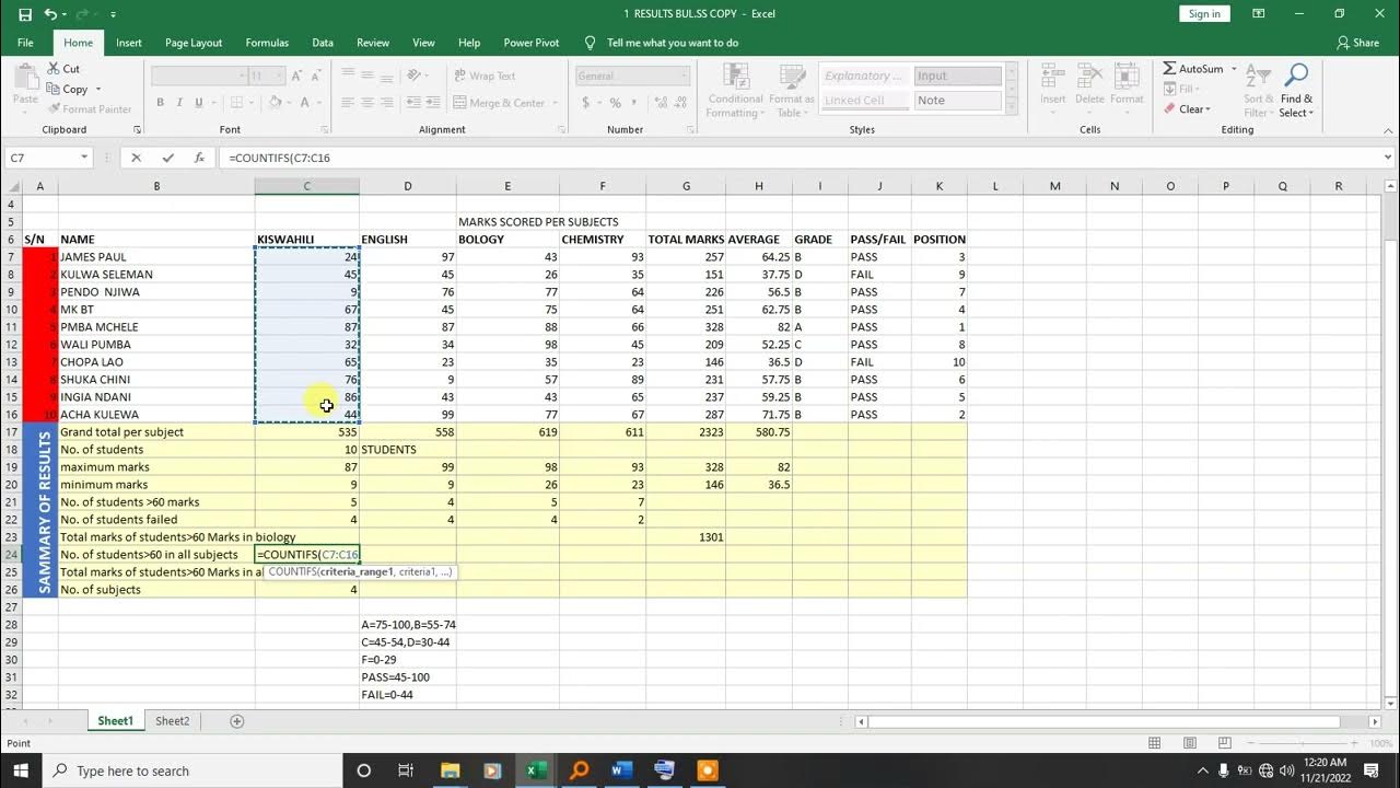 jifunze Jinsi ya kutumia excel HATUA13 _ MICROSOFT EXCEL COUNTIFS ...