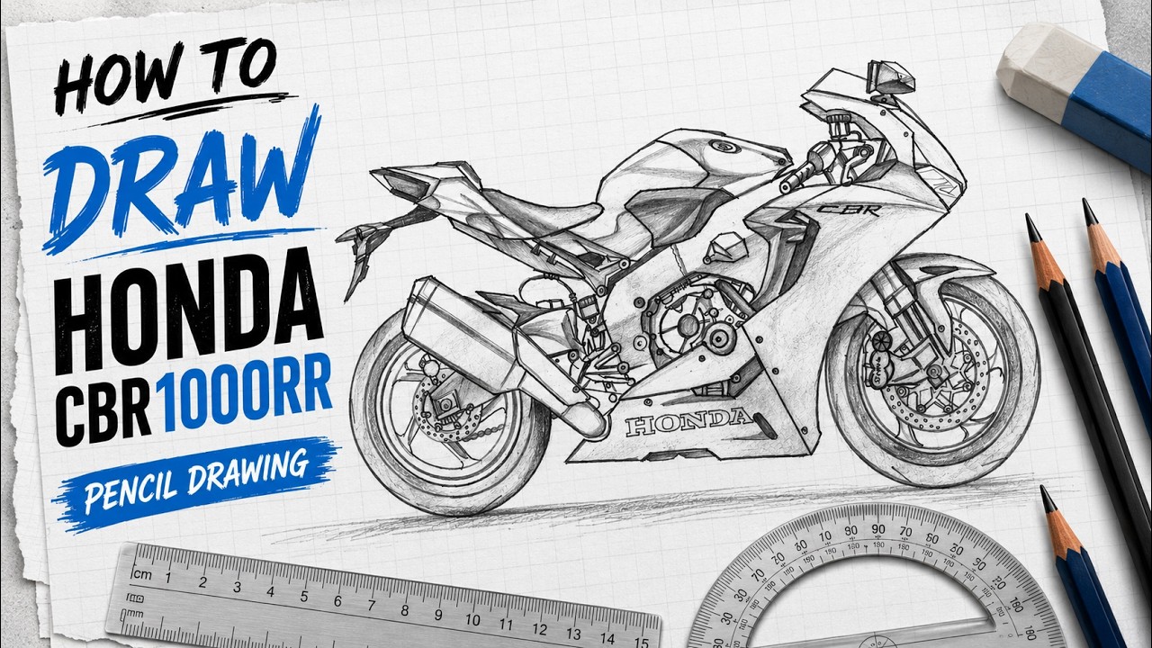 HONDA CBR1000RR DRAWING // HOW TO DRAW MOTORCYCLE // PENCIL DRAWING ...
