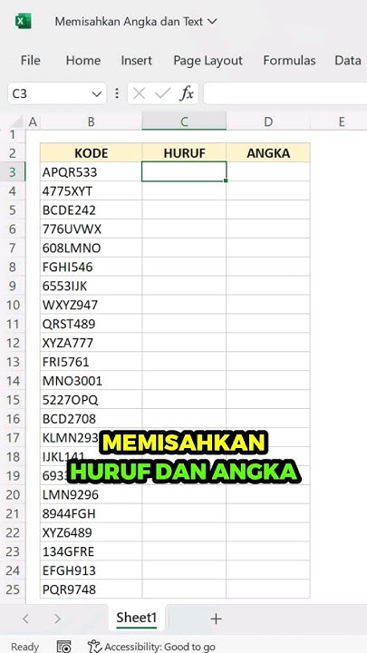 Solusi Praktis Pisahkan Huruf dan Angka di Excel #belajarexcel #exceltips #tutorialexcel - YouTube
