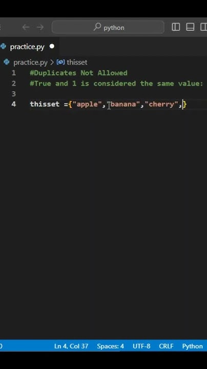 Duplicates Not Allowed Python Pythonprogramming Coding Code Pythoncoding Youtube 