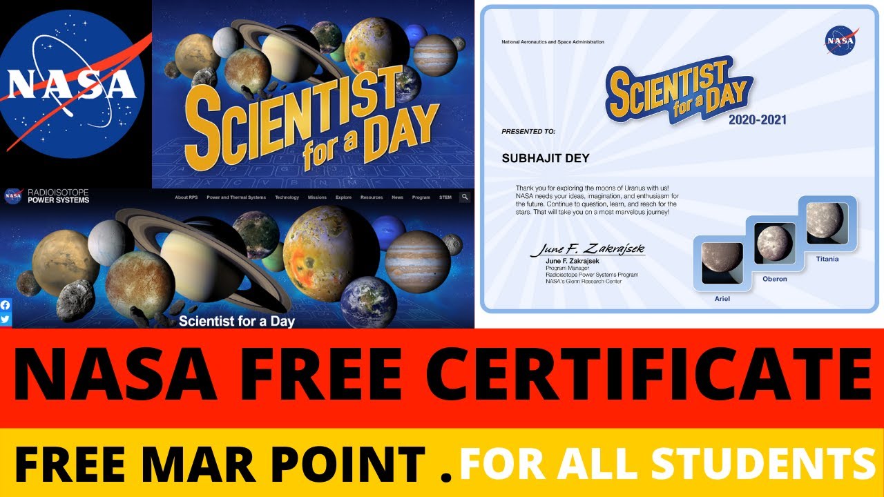 NASA Free Certificate || Free Online Certificate || Free Mar Point ...