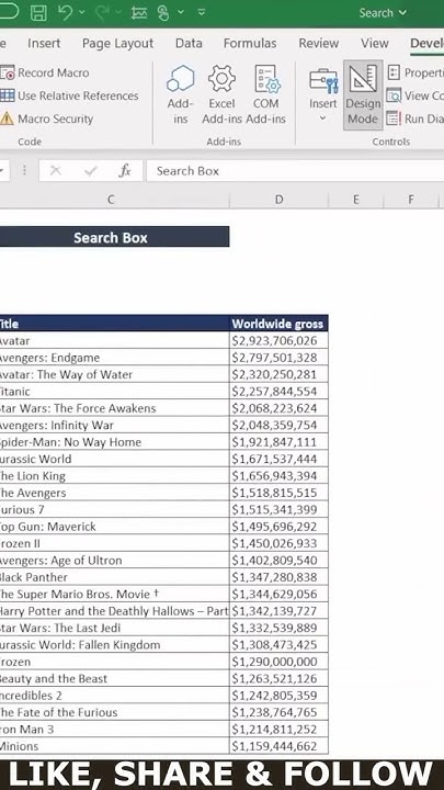 SEARCH BOX || Impress Your Boss With Your Unique Search Box #exceltips #excel - YouTube